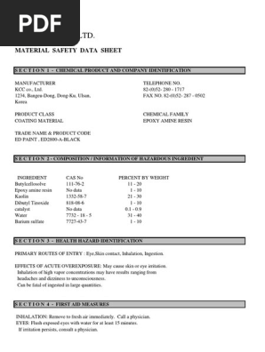KCC Material Safety Data Sheet PDF Firefighting , 44% OFF