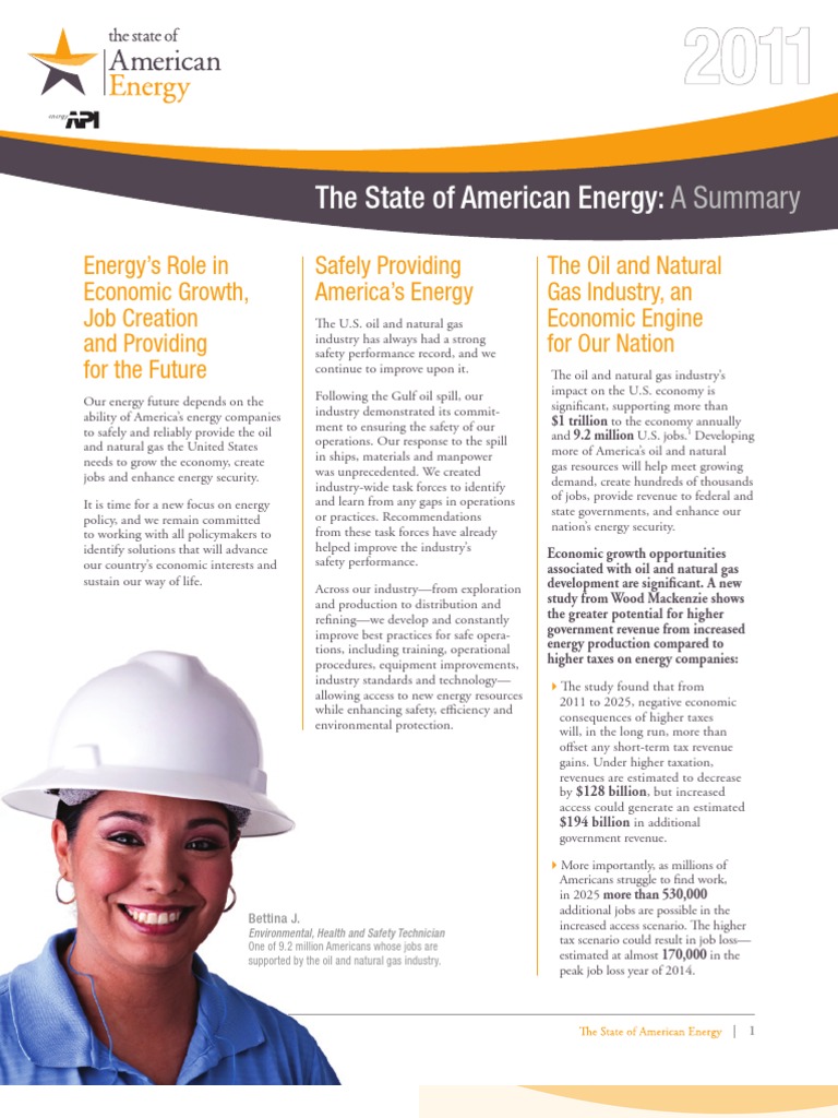 The State of American Energy: A Summary | PDF | Energy Policy Of The ...