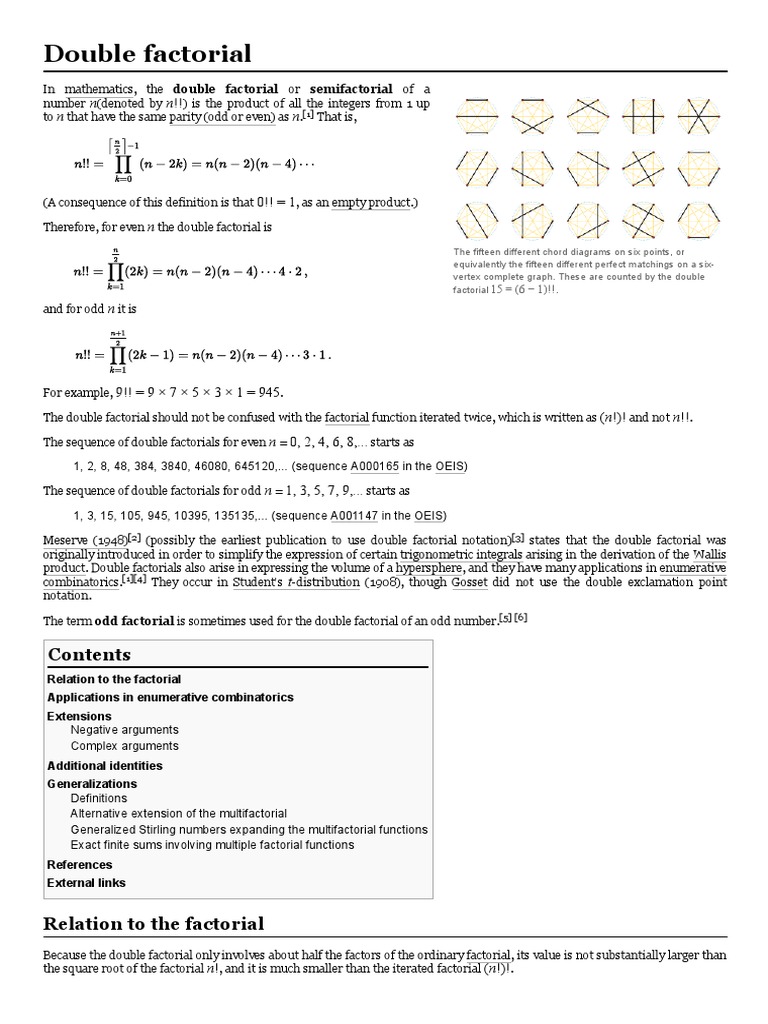 Double Factorial - Wikipedia | PDF | Functions And Mappings ...