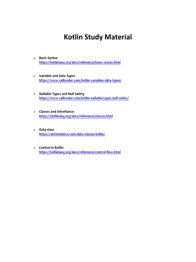 Kotlin Study Material PDF | PDF | Computers