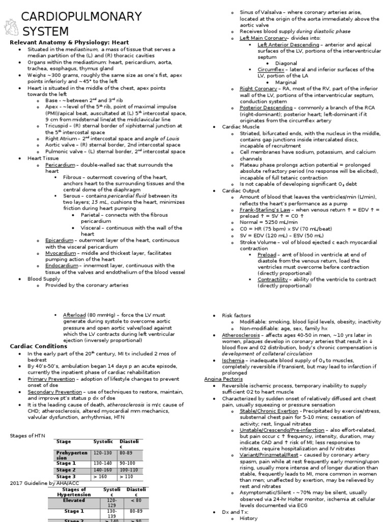 Cardiopulmo Notes 2nd | PDF | Heart | Respiratory Tract