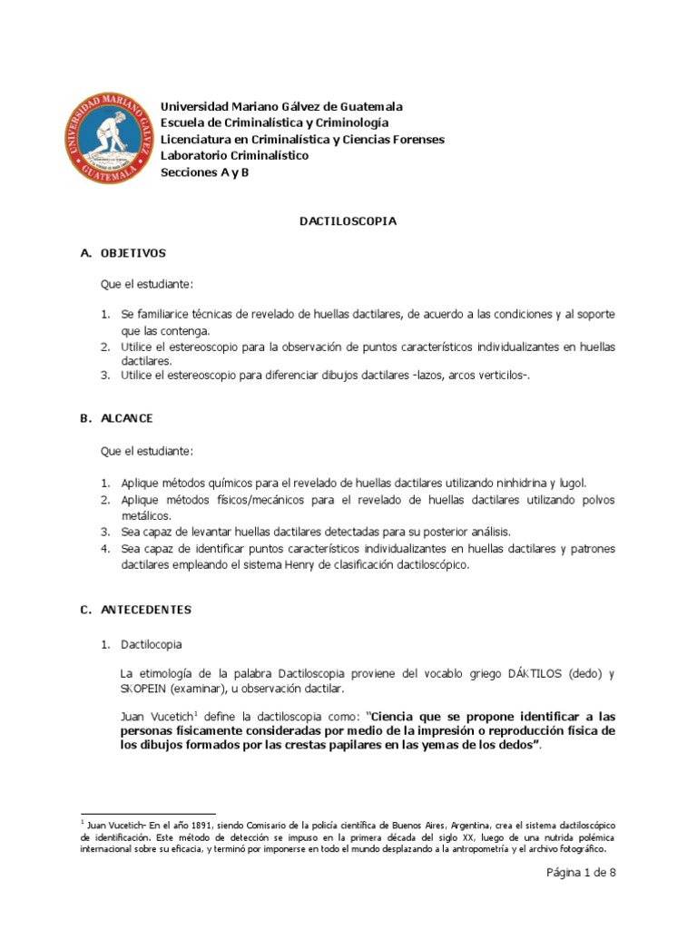 Dactiloscopia: Técnicas y Clasificación | PDF | Huella dactilar ...