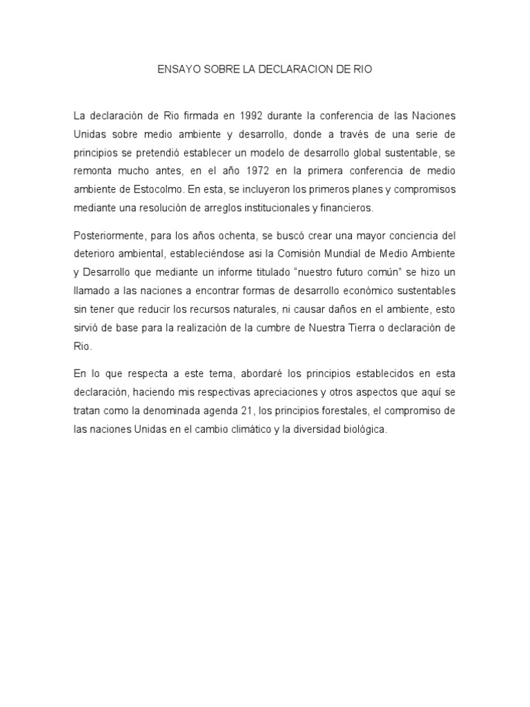Declaracion de Rio | PDF | Desarrollo sostenible | Entorno natural