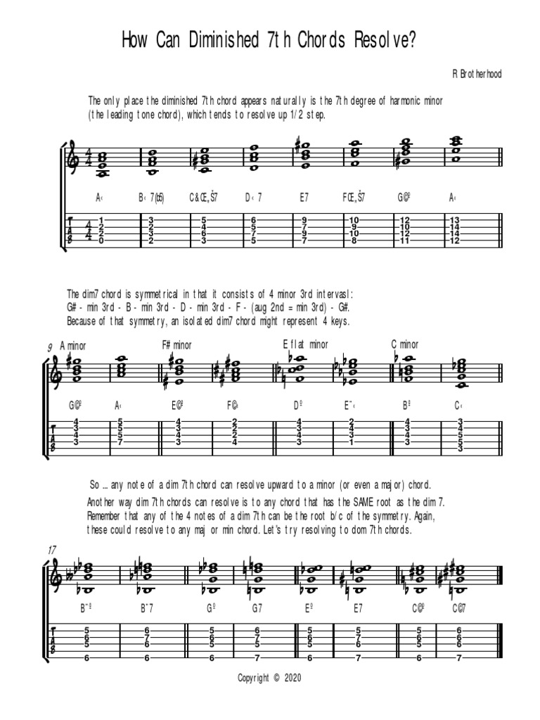 How Can Diminished 7th Chords Resolve | PDF | Chord (Music) | Elements ...