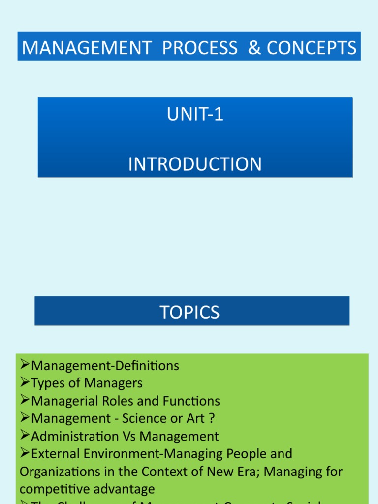 Management Process & Concepts: UNIT-1 | PDF | Corporate Social ...