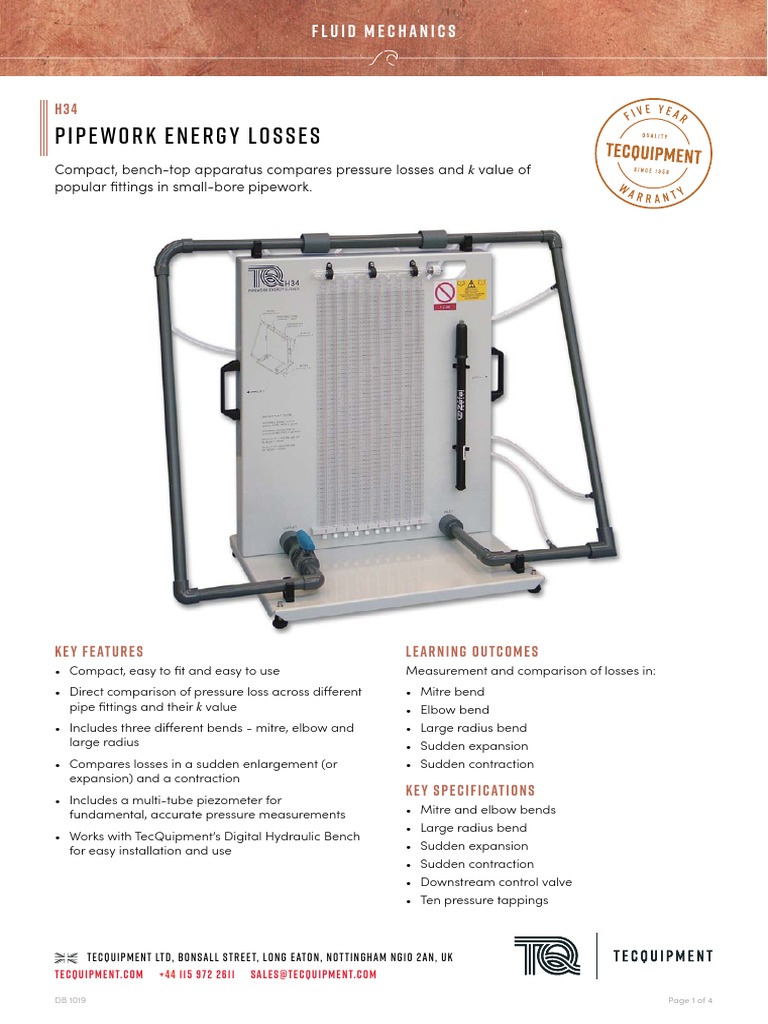 Pipework Energy Losses Apparatus | PDF | Dynamics (Mechanics) | Home ...