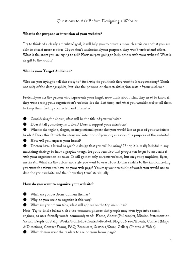 Questions To Ask Before Designing A Website: What Is The Purpose or ...