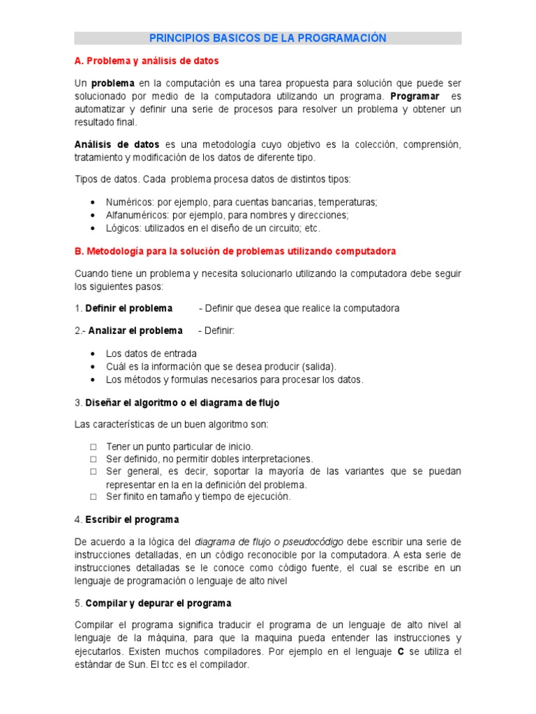 Principios Basicos de La Programacion | PDF | Programa de computadora ...