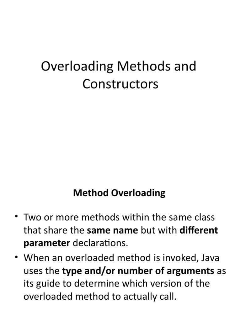 2 Overloading Methods And Constructors Pdf Method Computer