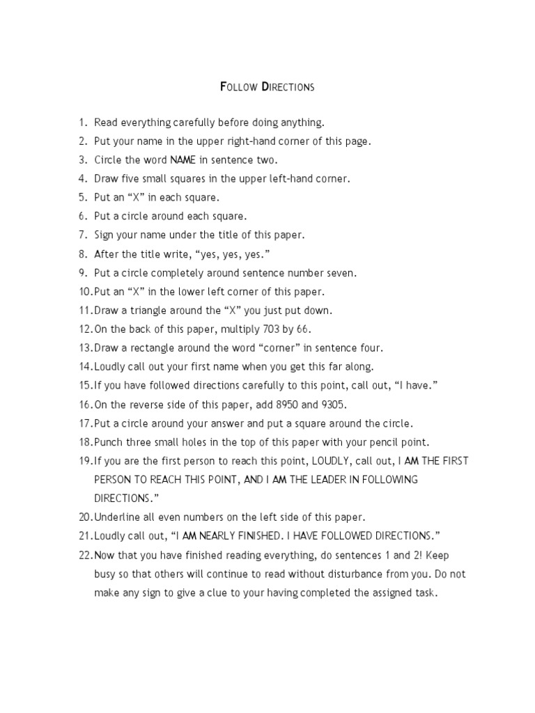 Instructions | PDF | Warehouse | Test (Assessment)