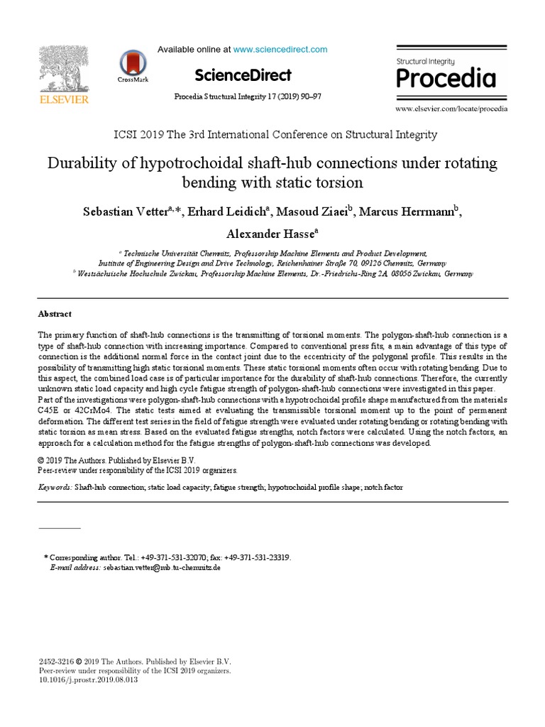 Durability of Hypotrochoidal Shaft-Hub Connections Under Rotating ...