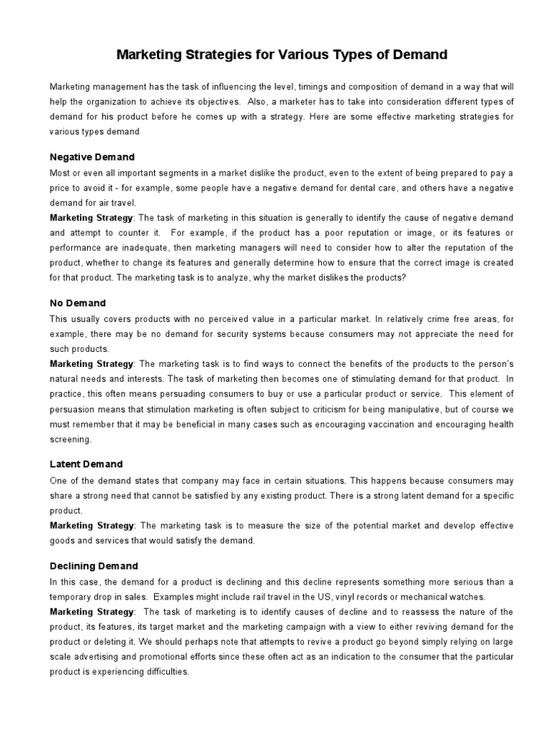 Marketing Strategies For Various Types of Demand | PDF | Demand ...