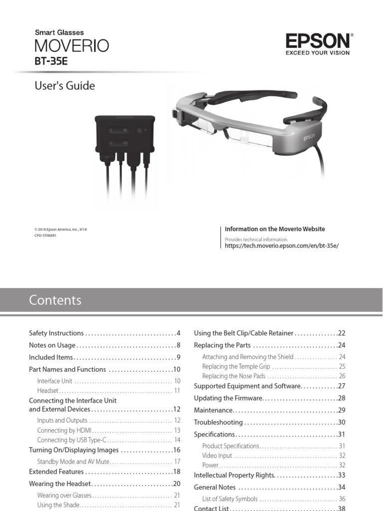User's Guide: Information On The Moverio Website | Download Free PDF ...