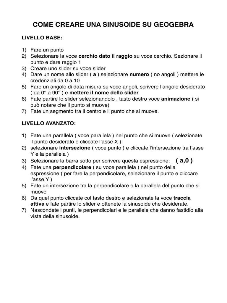 Come Creare Una Sinusoide Su Geogebra PDF | PDF