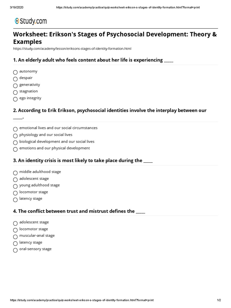 Quiz-Worksheet-Erikson-S-Stages-Of-Identity-Formation Theory & Examples ...