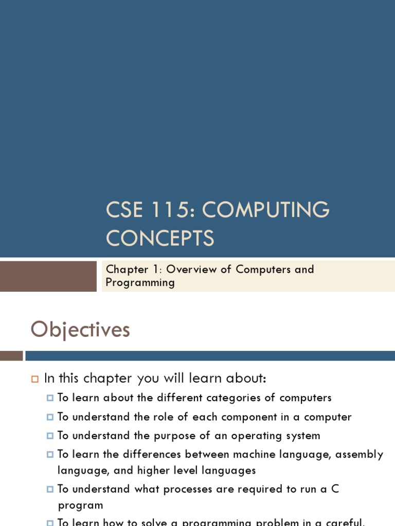 CSE 115: Overview of Computers, Components, Languages & Programming Concepts | PDF | Computer ...