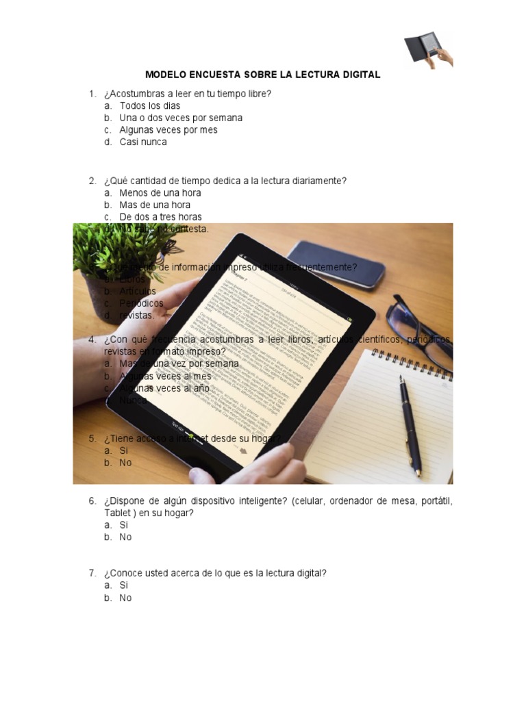 Modelo Encuesta Sobre La Lectura Digital | PDF | Blog | Libros