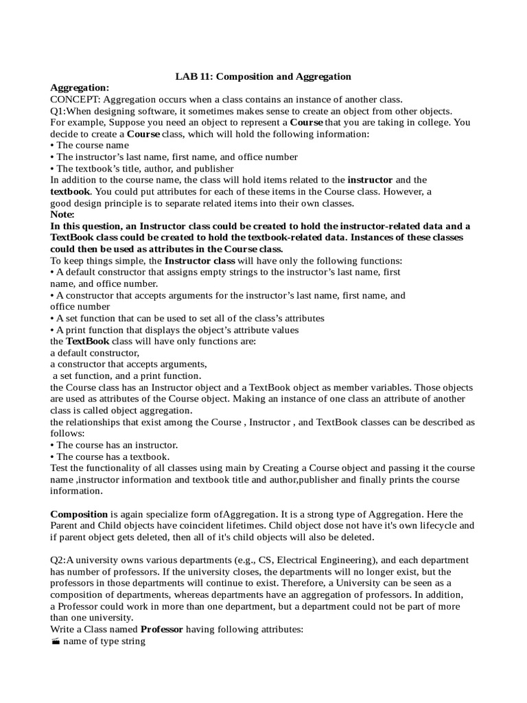 Composition And Aggregation Pdf Constructor Object Oriented Programming Programming