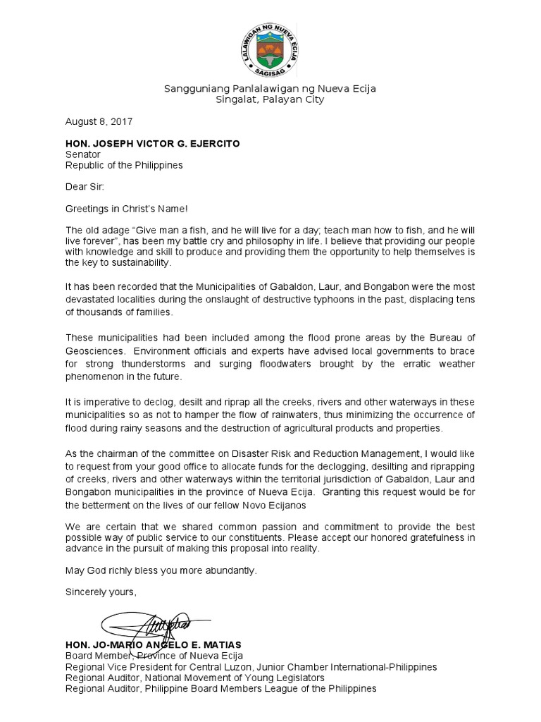 Letter To Senator Ejercito - Edited | PDF