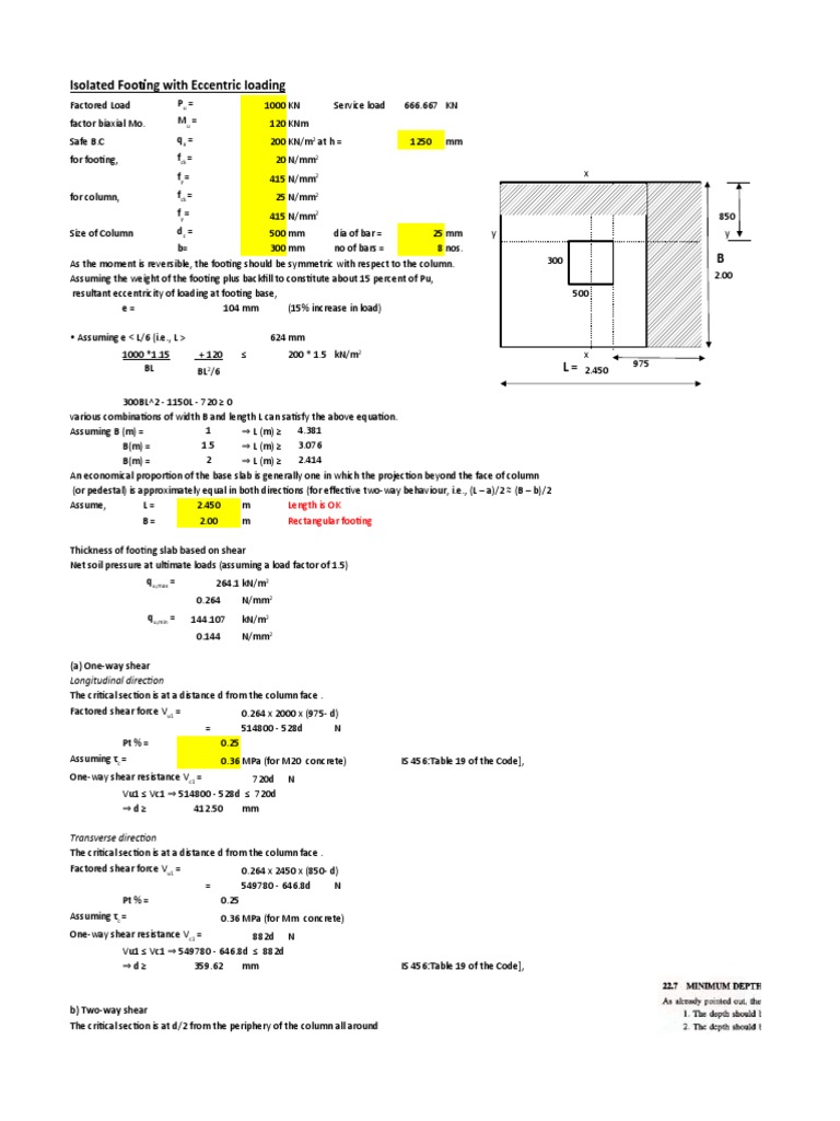 Eccentric Loading on Isolated Footing | PDF | Classical Mechanics ...