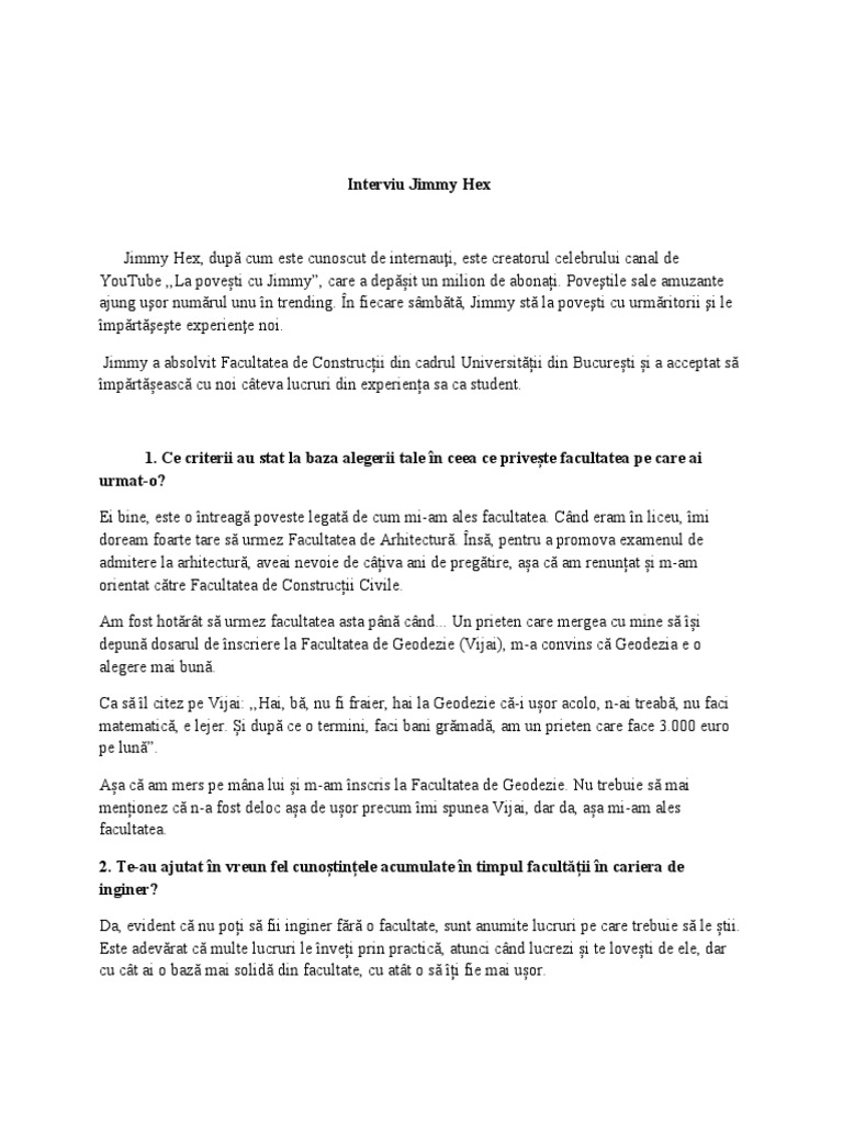 Interviu Jimmy Hex | PDF