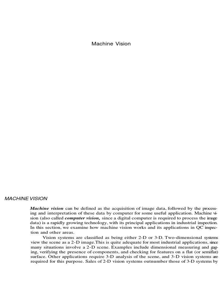 GROOVER - Machine Vision | PDF | Computer Vision | Image Segmentation