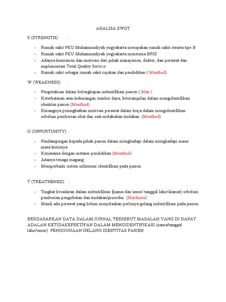 Analisis SWOT Rumah Sakit Mahasiswa | PDF | Karier & Perkembangan ...