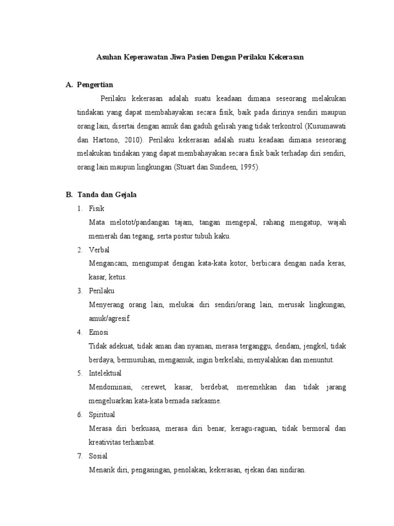 Asuhan Keperawatan Jiwa Pasien Dengan Perilaku Kekerasan | PDF