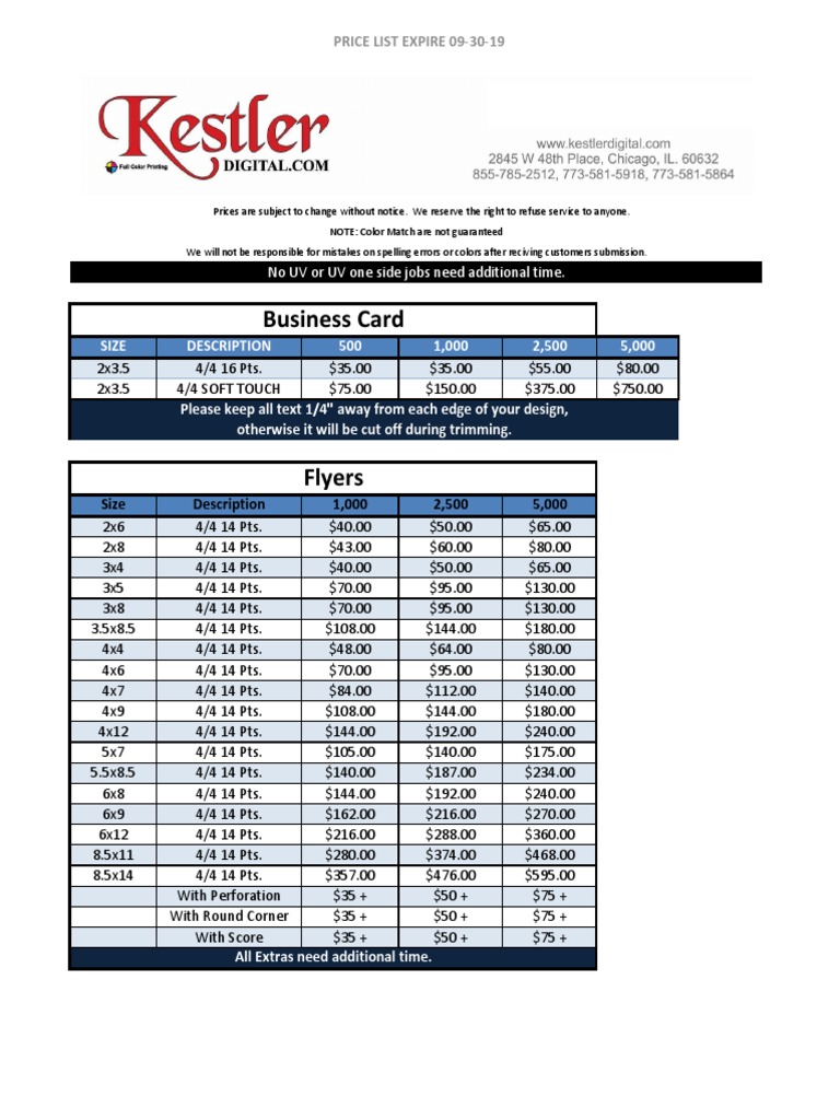 Blue Price List | PDF | Written Communication | Graphic Design