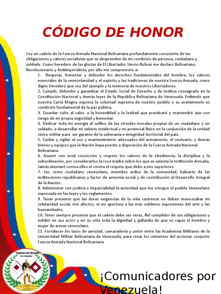 Codigo de Honor y Principios de Mando y Conduccion | PDF | Venezuela | Instituciones sociales