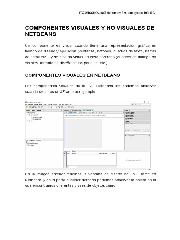 Componentes Visuales y No Visuales de Netbeans | PDF | Ventana ...