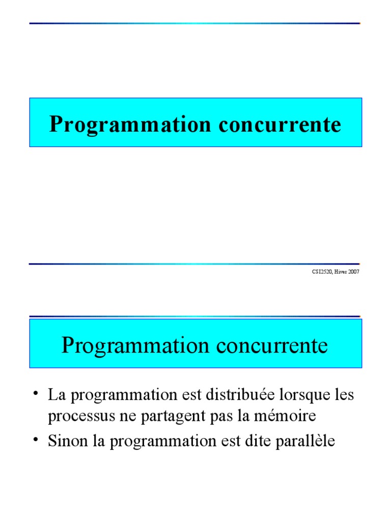Programmation Concurrente | PDF | Parallélisme (informatique) | Programmation informatique