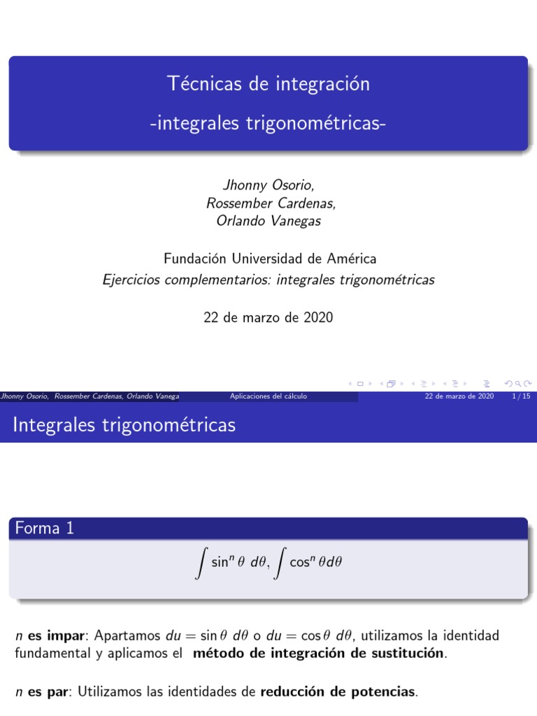 Ejercicios de Integrales Trigonométricas | PDF | Integral | Lógica ...
