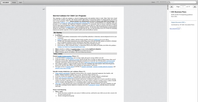CDC COVID-19 Reopening Guidance | PDF