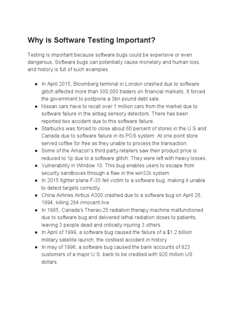 Why Is Software Testing Important? | PDF | Software Testing | Software Bug