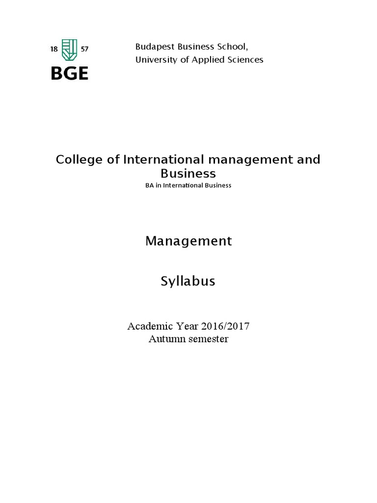 Management Syllabus | PDF | Test (Assessment) | Academia