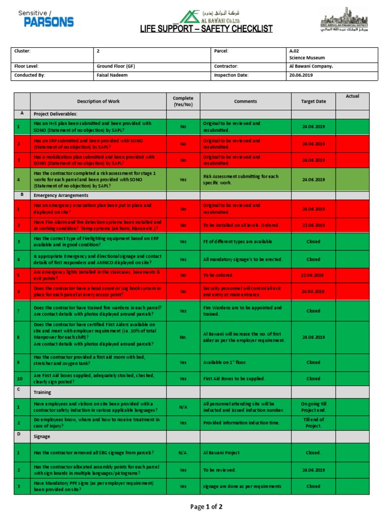 Life Support Safety Checklist 2019 | PDF | First Aid | Prevention