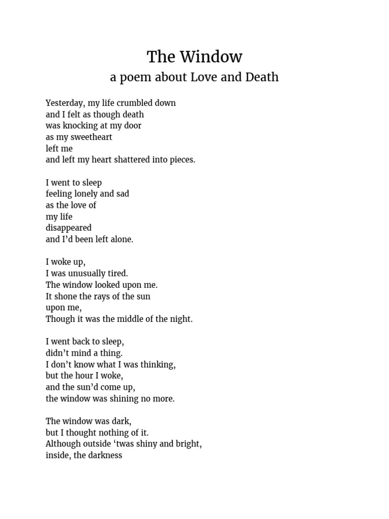 The Window: A Poem About Love and Death | PDF | Mystery, Thriller ...