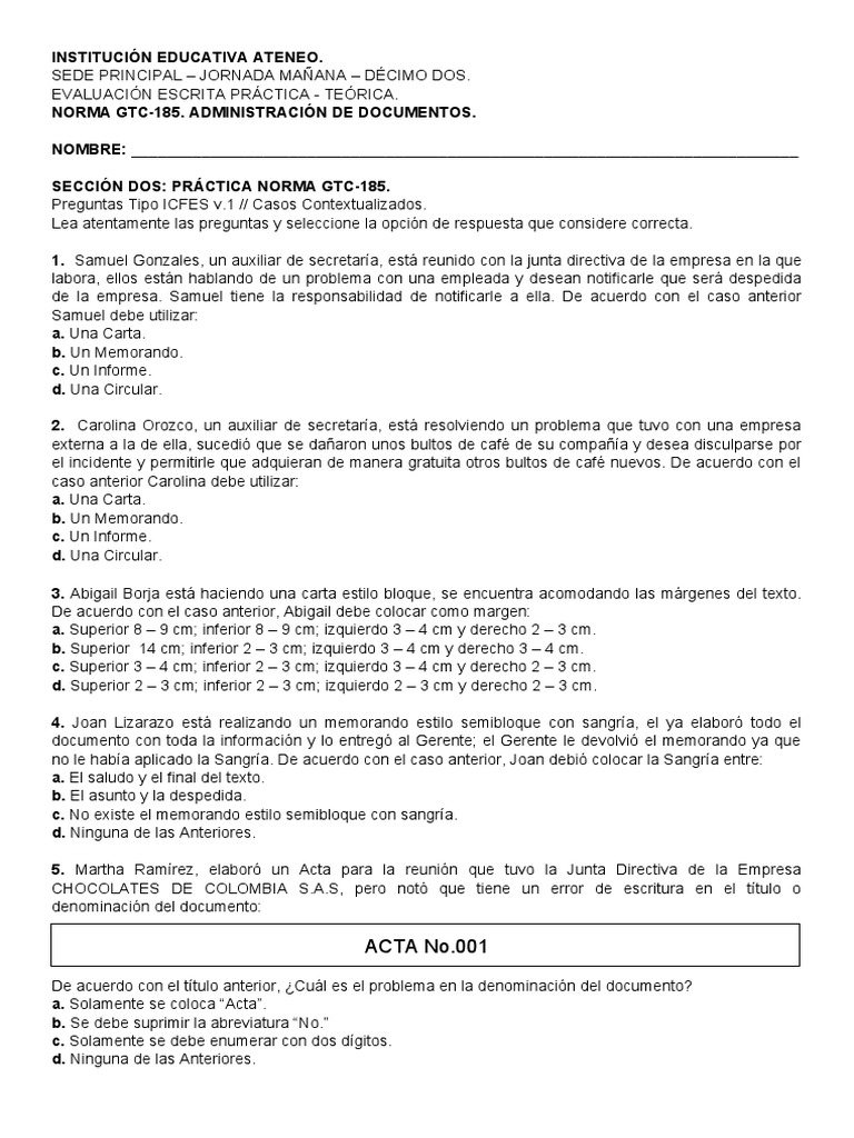 Borrador Examen GTC 185 | PDF