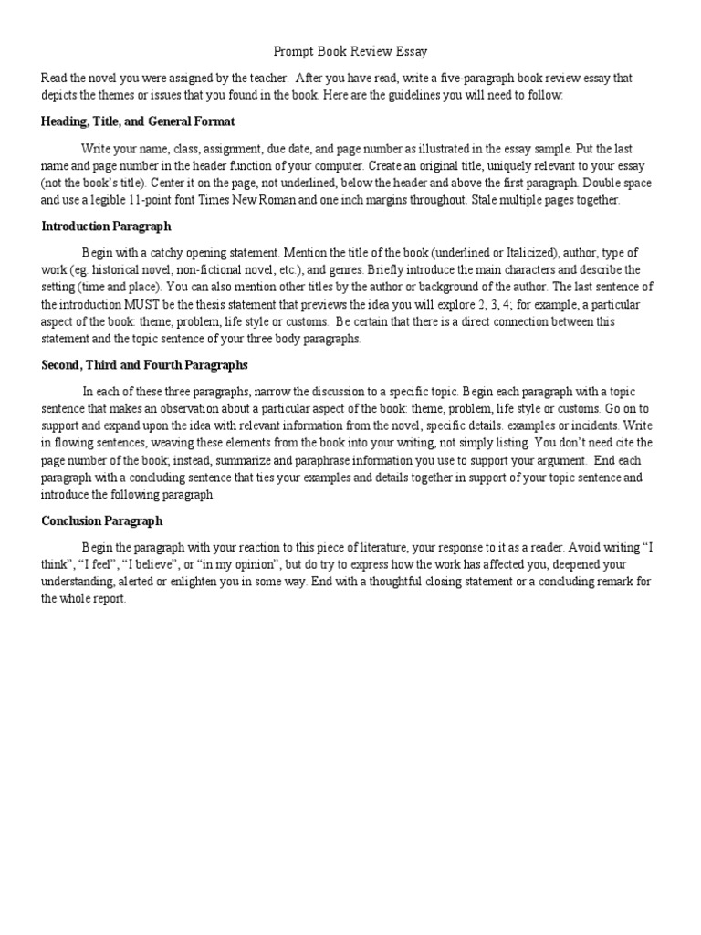 Prompt Book Review Essay: Heading, Title, and General Format | PDF ...