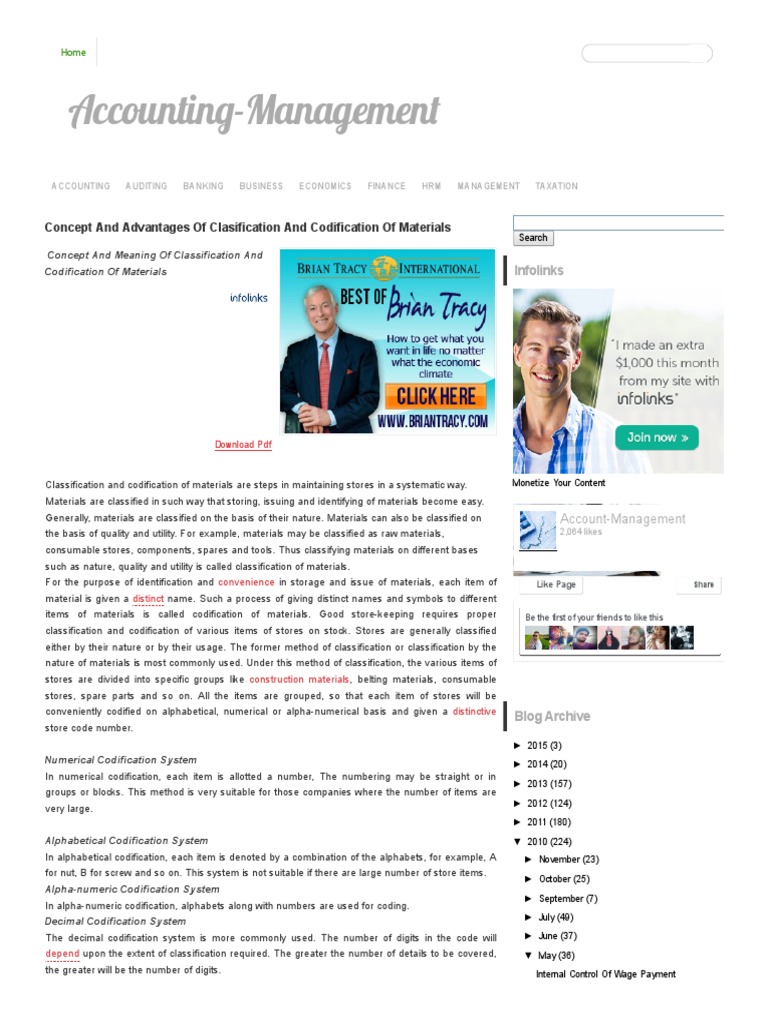 Concept and Advantages of Clasification and Codification of Materials ...