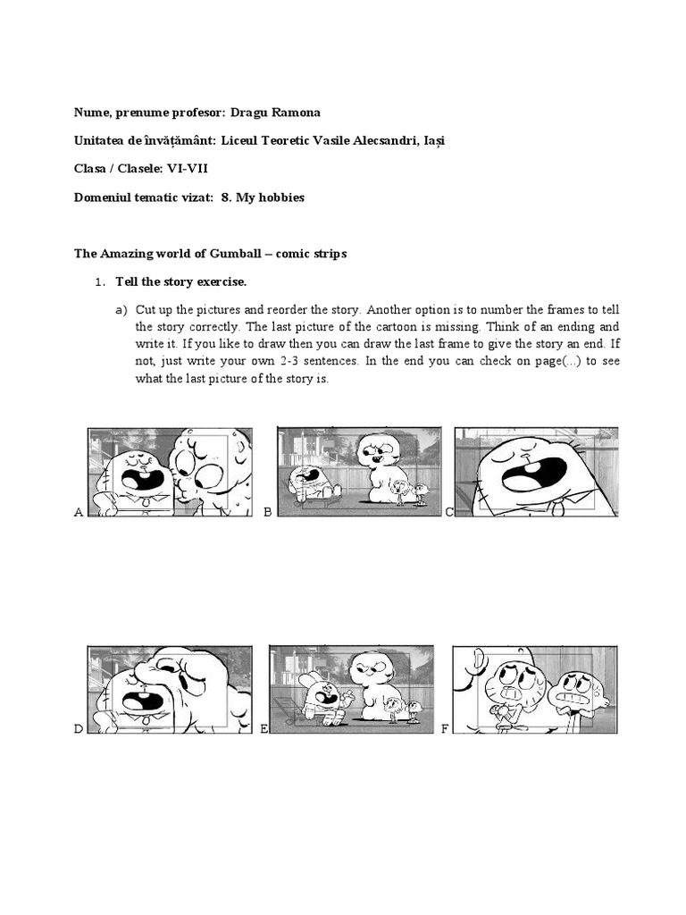 Comic Strip Activities for English Tenses | PDF