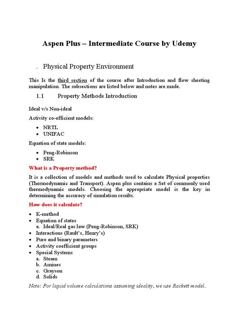 Aspen Plus Udemy - Notes | PDF | Statistical Mechanics | Mathematical ...