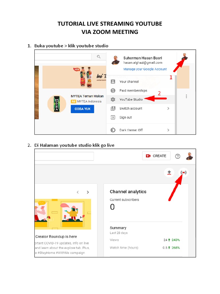 Tutorial Live Streaming Youtube PDF | PDF