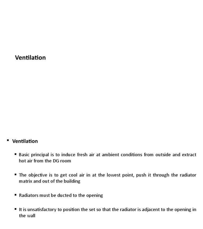 DG Room Ventilation Guidelines | PDF