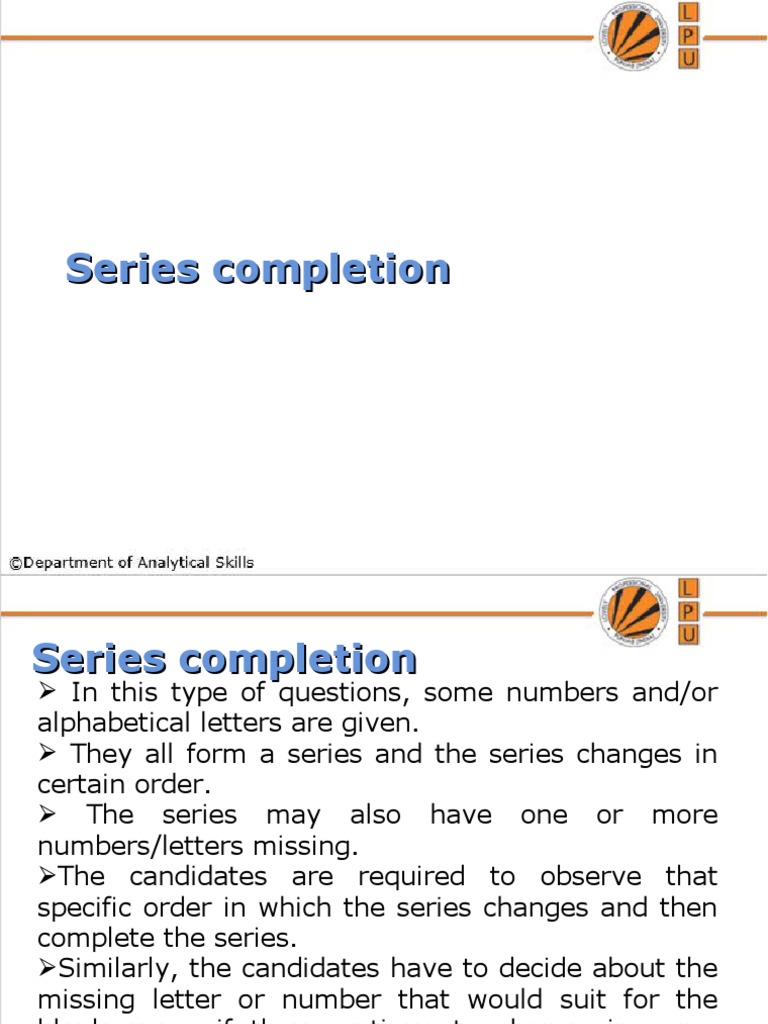 Lecture-1 - Series Completion | PDF | Numbers | Prime Number