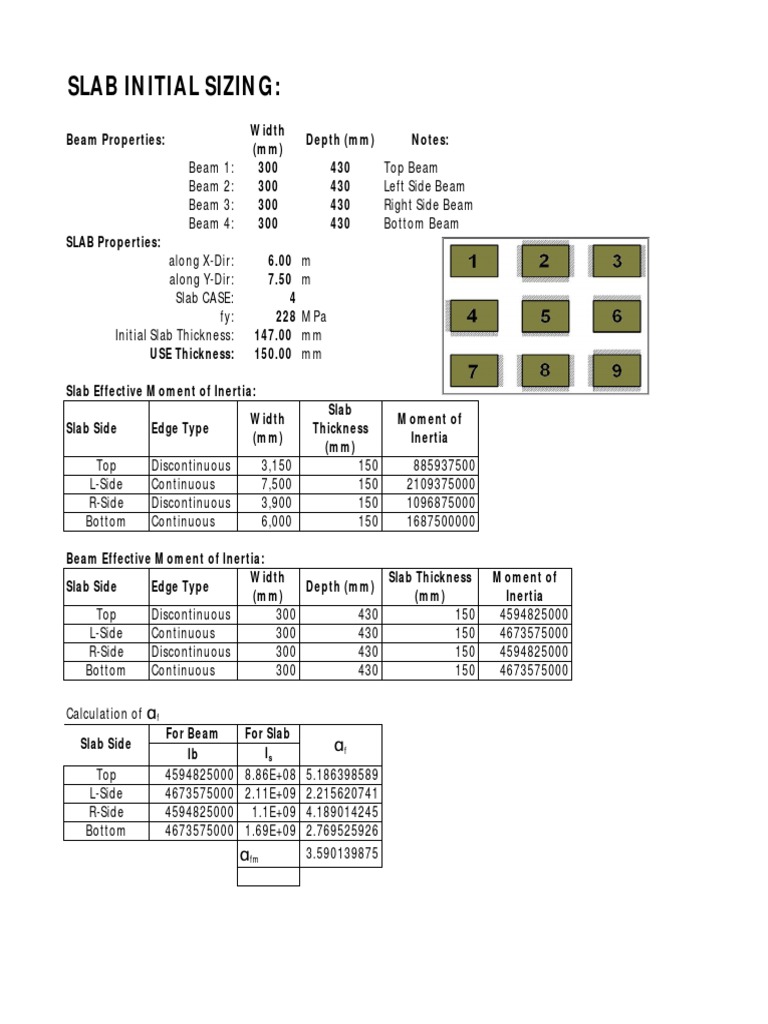 Slab Initial Sizing - Example | PDF | Beam (Structure) | Applied And ...