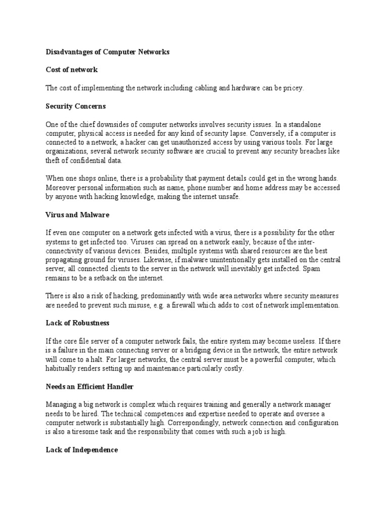 Disadvantages of Computer Networks | PDF | Computer Virus | Computer ...