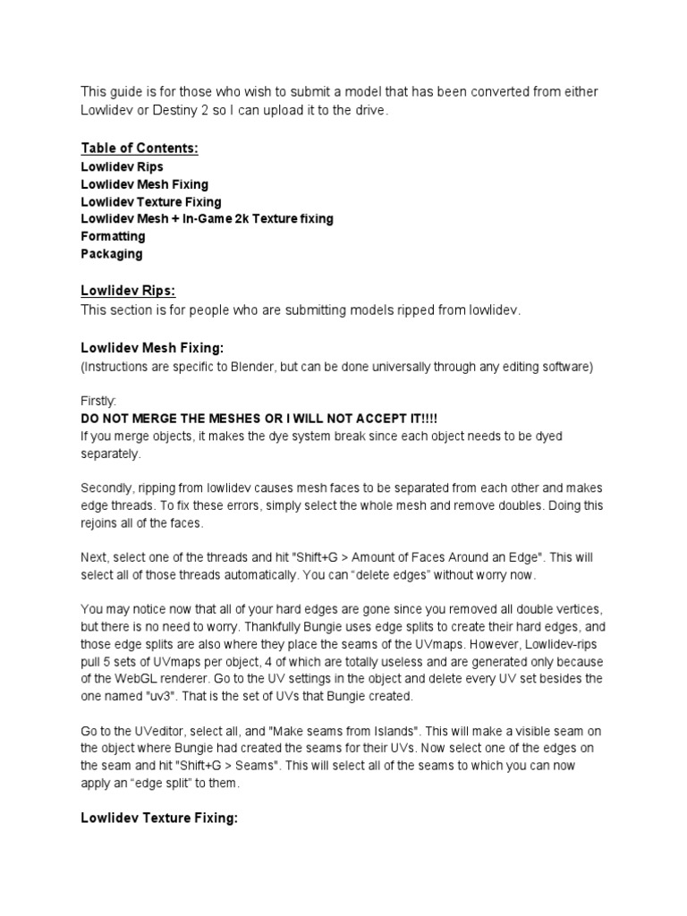 A Comprehensive Guide to Preparing Lowlidev and Destiny 2 Model Rips ...