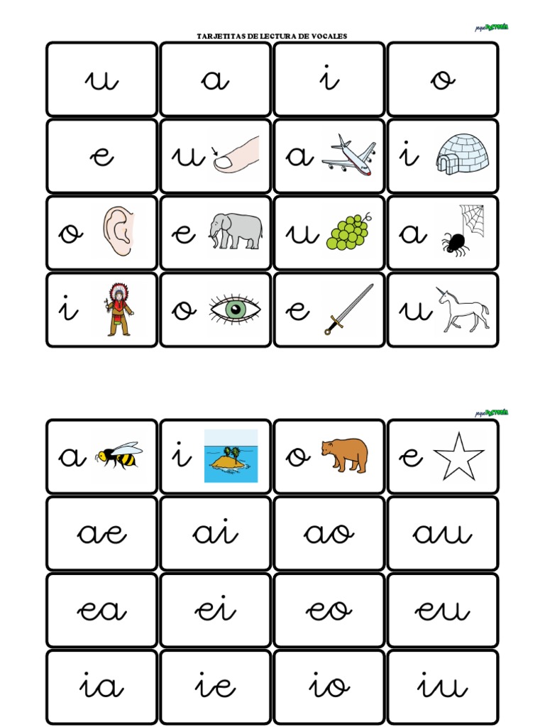 Tarjetitas - LECTURA de Vocales, Silabas y Palabras | PDF | Naturaleza